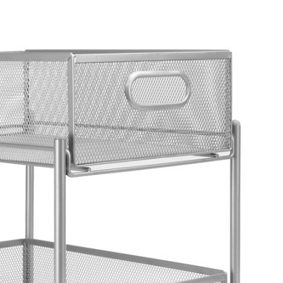 2 Tier Silver Sliding Steel Shelves - M&W