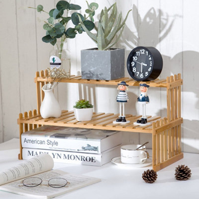 2-Tier Solid Wood Display Rise Plant Display Stands Compact Plant Stand ...