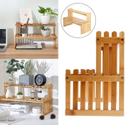 2-Tier Solid Wood Display Rise Plant Display Stands Compact Plant Stand ...