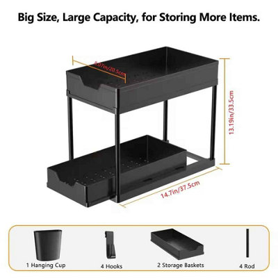 2 Tier Under Sink Sliding Organizer Rack