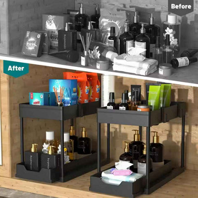 2 Tier Under Sink Sliding Organizer Rack