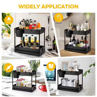 2 Tier Under Sink Sliding Organizer Rack