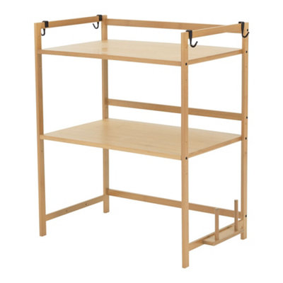 2 Tier Wooden Spice Racks Kitchen Countertop Storage Rack Microwave ...