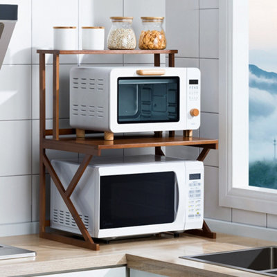 2 Tier Wooden Spice Racks Kitchen Countertop Storage Rack Microwave ...