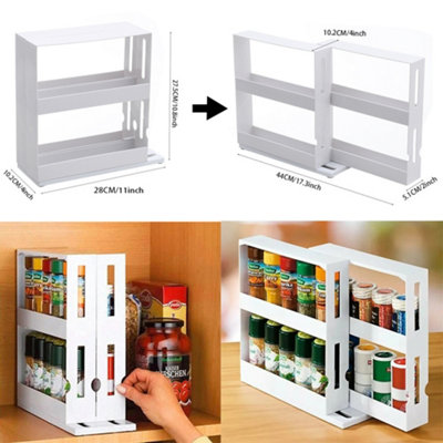 2 Tiers Rotating Jars Spice Rack Kitchen Storage Holder Shelf Cabinet ...