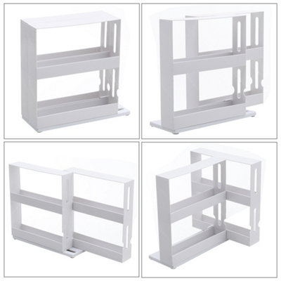 2 Tiers Rotating Jars Spice Rack Kitchen Storage Holder Shelf Cabinet ...