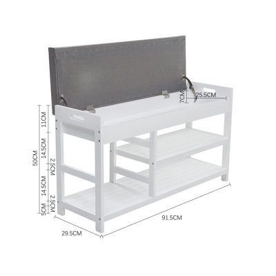 2 Tiers White Wooden Shoe Storage Bench Shoe Organizer Shoe Cabinet ...