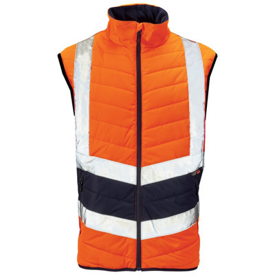 2 Tone Hi-Vis Puffer Bodywarmer Orange/Navy - M