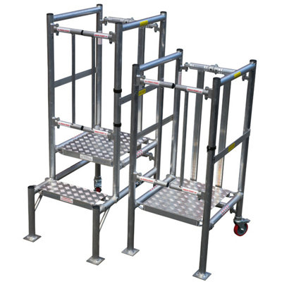 2 Tread Mobile Hop-Up Smart Podium Platform with Guardrail - 2.2m Steps