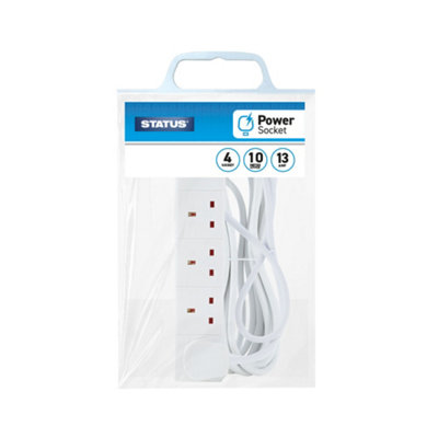 2 Way 2 Mtr Extension Socket White Plug