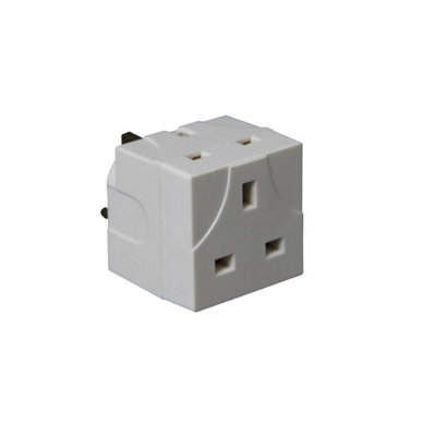 2 WAY 3 PIN UK PLUG ADAPTOR MULTI MAINS PLUG SOCKET 13A WHITE