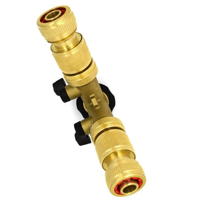 2 Way Garden Tap Connector, Brass Garden Hose Tap Y Splitter Connector ...