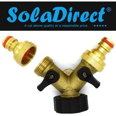 2 Way Garden Tap Connector, Brass Garden Hose Tap Y Splitter Connector ...