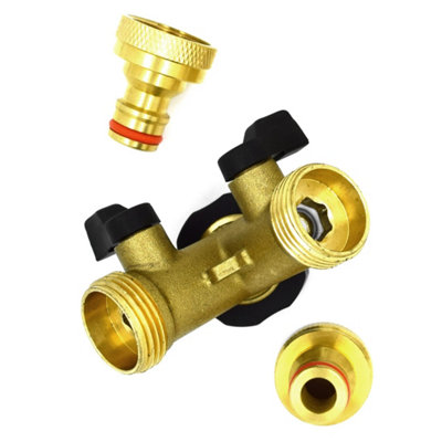 2 Way Garden Tap Connector, Brass Garden Hose Tap Y Splitter Connector ...