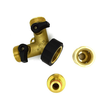 2 Way Garden Tap Connector, Brass Garden Hose Tap Y Splitter Connector ...