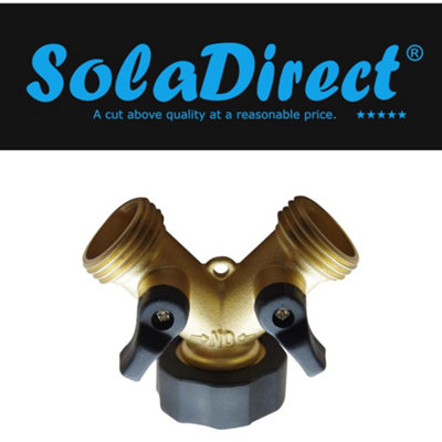 2 Way Garden Tap Connector, Brass Garden Hose Tap Y Splitter Connector ...