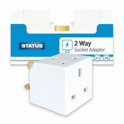 2 Way Non-Fused Adaptor White/Twin Socket Adapter