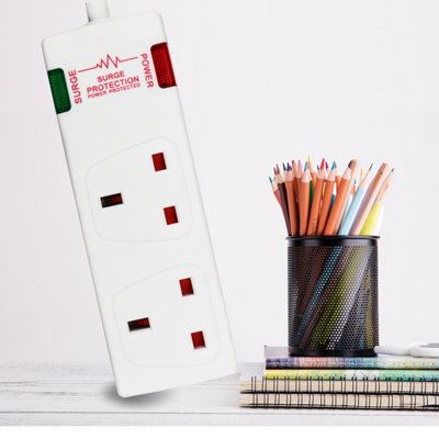 2 Way Socket with Cable 3G1.25,2M,White,with Power Indicater,Child ...