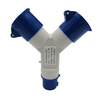 2 Way Splitter 16A (Mains Electric Hook Up Adaptor Caravan Motorhome ...