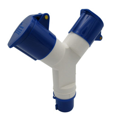 2 Way Splitter 16A (Mains Electric Hook Up Adaptor Caravan Motorhome ...