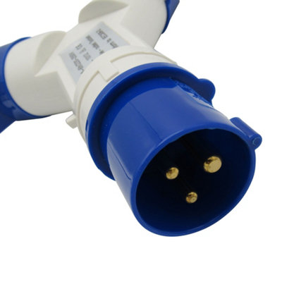 2 Way Splitter 16A (Mains Electric Hook Up Adaptor Caravan Motorhome ...