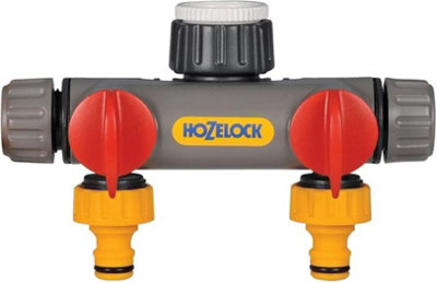 2-Way Tap Connector - Dual Outlet Garden Tap Splitter - Quarter-Turn ...