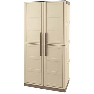 2 x 1 0.7m x 0.39m Large Plastic Storage Cupboard with Shelves Broom Storage