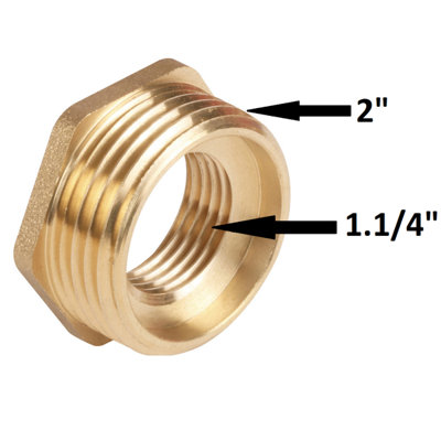 2 x 1.1/4 Inch Brass Hexagon Reducing Bush Male to Female Pipe Fittings ...