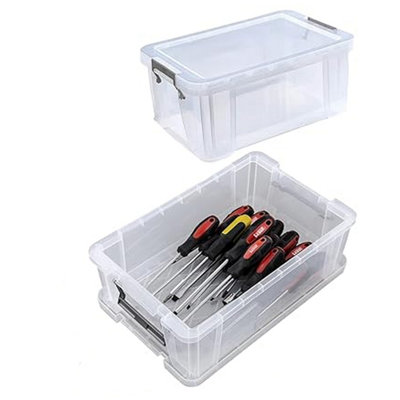 2 x 10 Litres Multipurpose Strong Reinforced Clear Snap Closure Storage ...