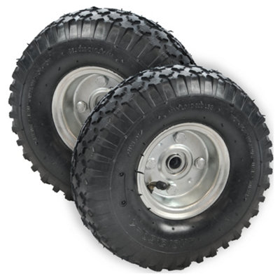 2 x 10" Pneumatic Wheels, 16mm Ball Bearing Bore, Pack of 2 Replacement ...