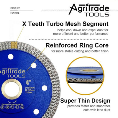 2 x 105mm Super thin X Mesh Turbo Segment Diamond Cutting Disc Hot ...
