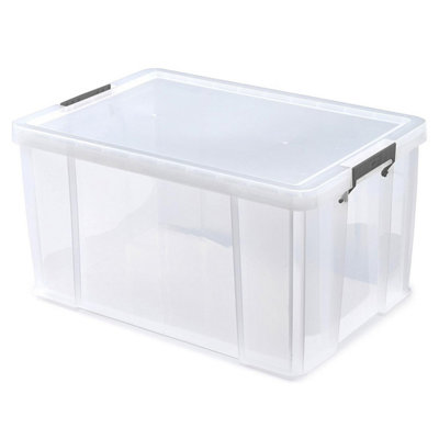 2 x 10L Strong Plastic Reinforced Storage Containers With Snap Closure Lids