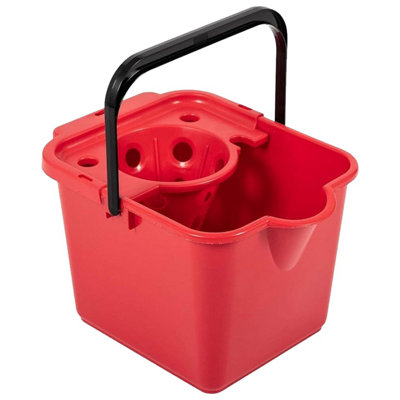 2 x 12 Litre Strong Plastic Red Mop Bucket Complete With Pouring Lip ...