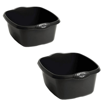 2 x 12L Black Rectangular Washing Up Bowls Ideal For Kitchens & Home Use