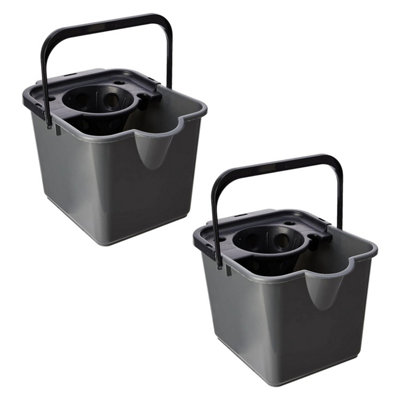 2 x 12L Metallic Plastic Mop Buckets For Cleaning Hard Floors With Lip ...