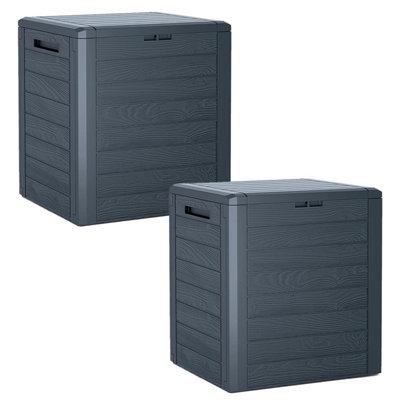 2 x 140L Medium Outdoor Multipurpose Garden Furniture Storage Boxes ...