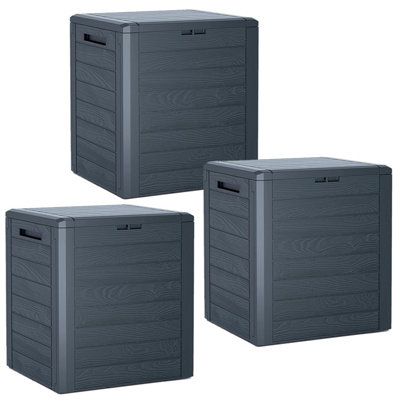 2 x 140L Medium Outdoor Multipurpose Garden Furniture Storage Boxes ...