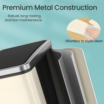 2 x 15 L Double Kitchen Bin, Pedal Rubbish Bin for Recycling and Waste ...