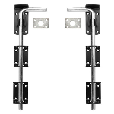 2 x 15" Stable Drop Bolt Black Zinc Gate Garage Shed Sliding Padbolt