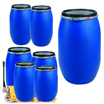 2 x 150 Litre Air Tight Food Grade Blue Open Top Keg Barrel With Ring Latch