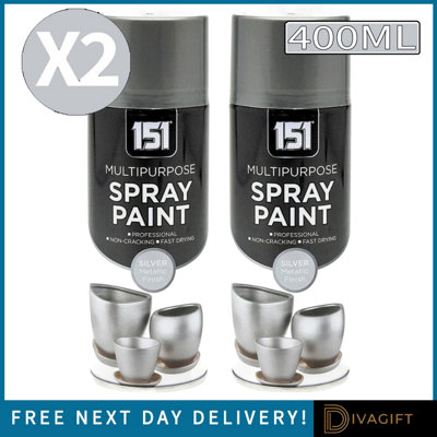 2 x 151 Metallic Silver Paint 400ml Multi-Surface Paint for DIY ...