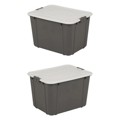 2 x 16 Litre Grey Organic Designed Strong Stackable Spacious Storage ...