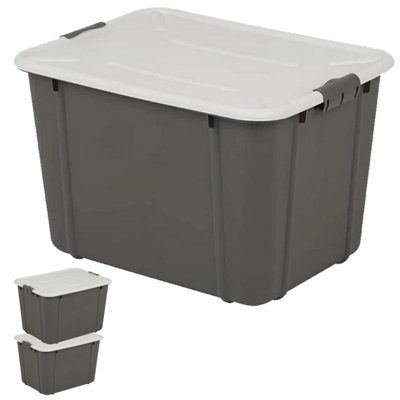 2 x 16 Litre Grey Organic Designed Strong Stackable Spacious Storage ...