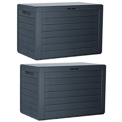 2 x 190L Large Outdoor Multipurpose Garden Furniture Storages Box With Lids