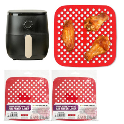 2 X 19Cm Square Red Silicone Baking Tray Air Fryer Liner Sheet 42G Non ...