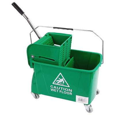 2 x 20 Litre Printed Green Kentucky Dual Bucket & Wringer System With ...