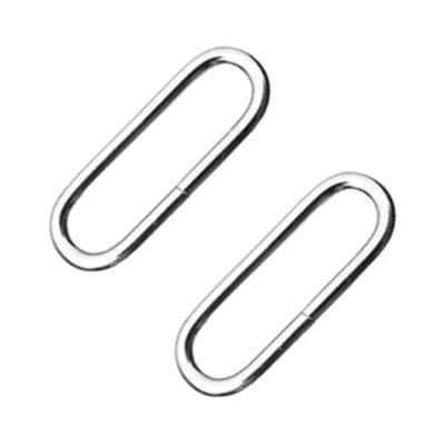 2 x 20 mm Oval Loops Buckles for Webbing Strap, Metal, Silver