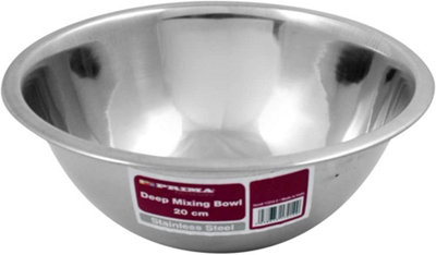 2 X 20cm Stainless Steel Deep Mixing Bowl Kitchen Cooking Salad Tossing ...