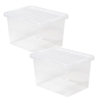 2 x 20L Strong Clear Multipurpose Transparent Storage Container ...