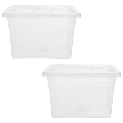 2 x 22 Litre Strong Clear Transparent Storage Containers Ideal For ...